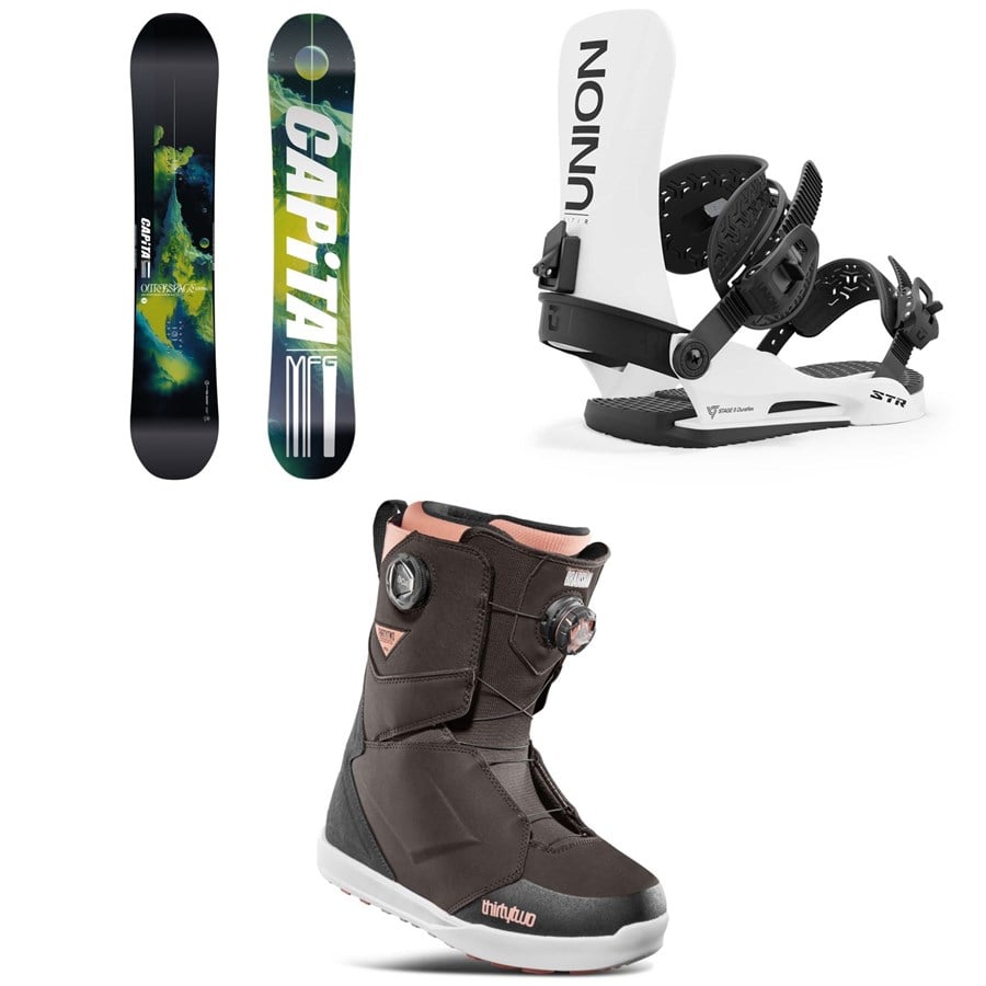 evo CAPiTA Outerspace Living Snowboard + Union STR Snowboard Bindings ...